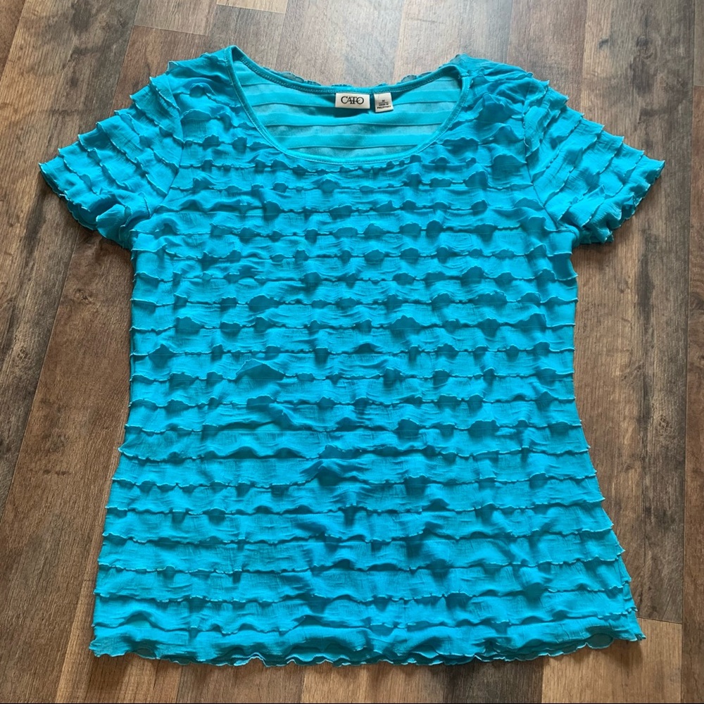 Cato Blue Ruffle Blouse - Gem